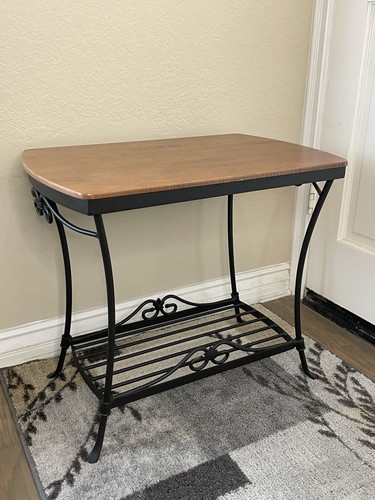 Longaberger Wrought Iron Library End Table with Rich Brown WoodCrafts ...