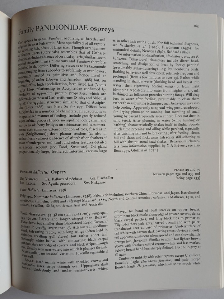 Handbook of the Birds of Europe Middle East & North Africa : Hawks to ...