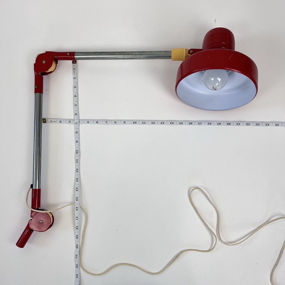 Vintage Red Desk Table Lamp Drafting Light Articulating Mid Century ...