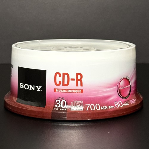 ⚡️NEW Sony 30 Pack Blank Music CD-R CDR 80min Digital Audio Media Disc ...