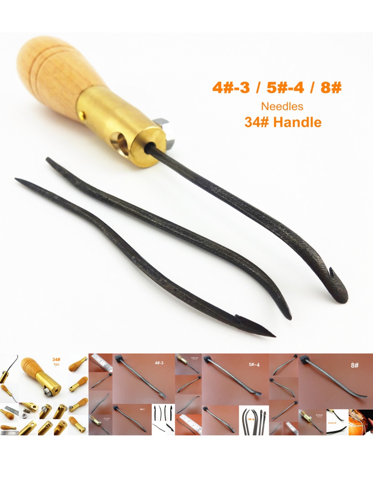 3pcs Needle Leather Craft Shoemaker Cobbler Sewing Stitching Hook Awl ...