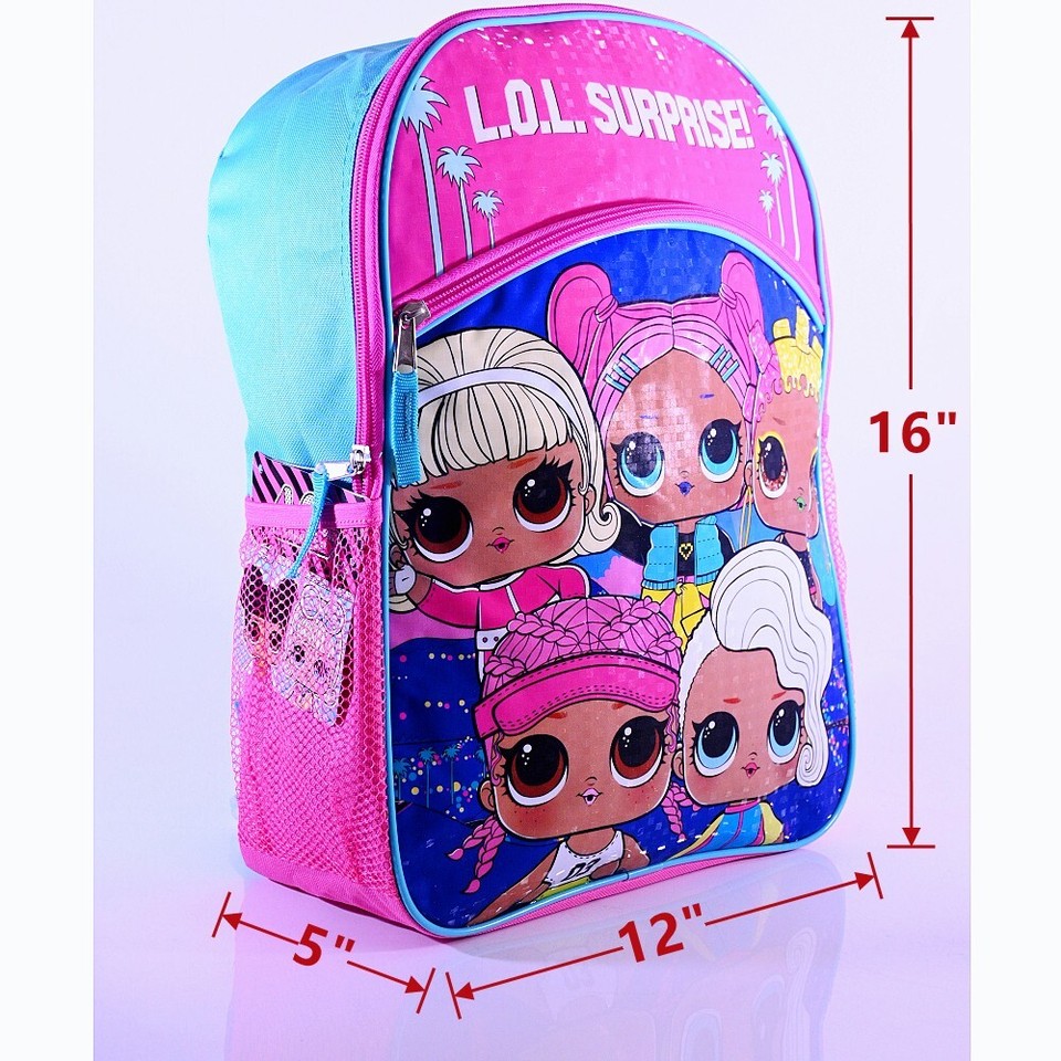 LOL 16" Large School Backpack Bundle with Lunch Bag Pink and Blue | LOL ...