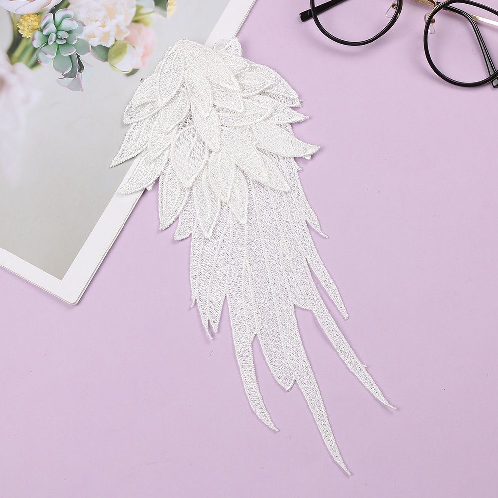 Bridal Dress White Embroidery Sewing Flower Angel Wing Applique Collar ...