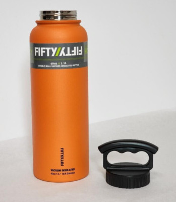 Orange 3 Finger Handle Fifty/Fifty 40oz Double Wall Insulated Steel ...