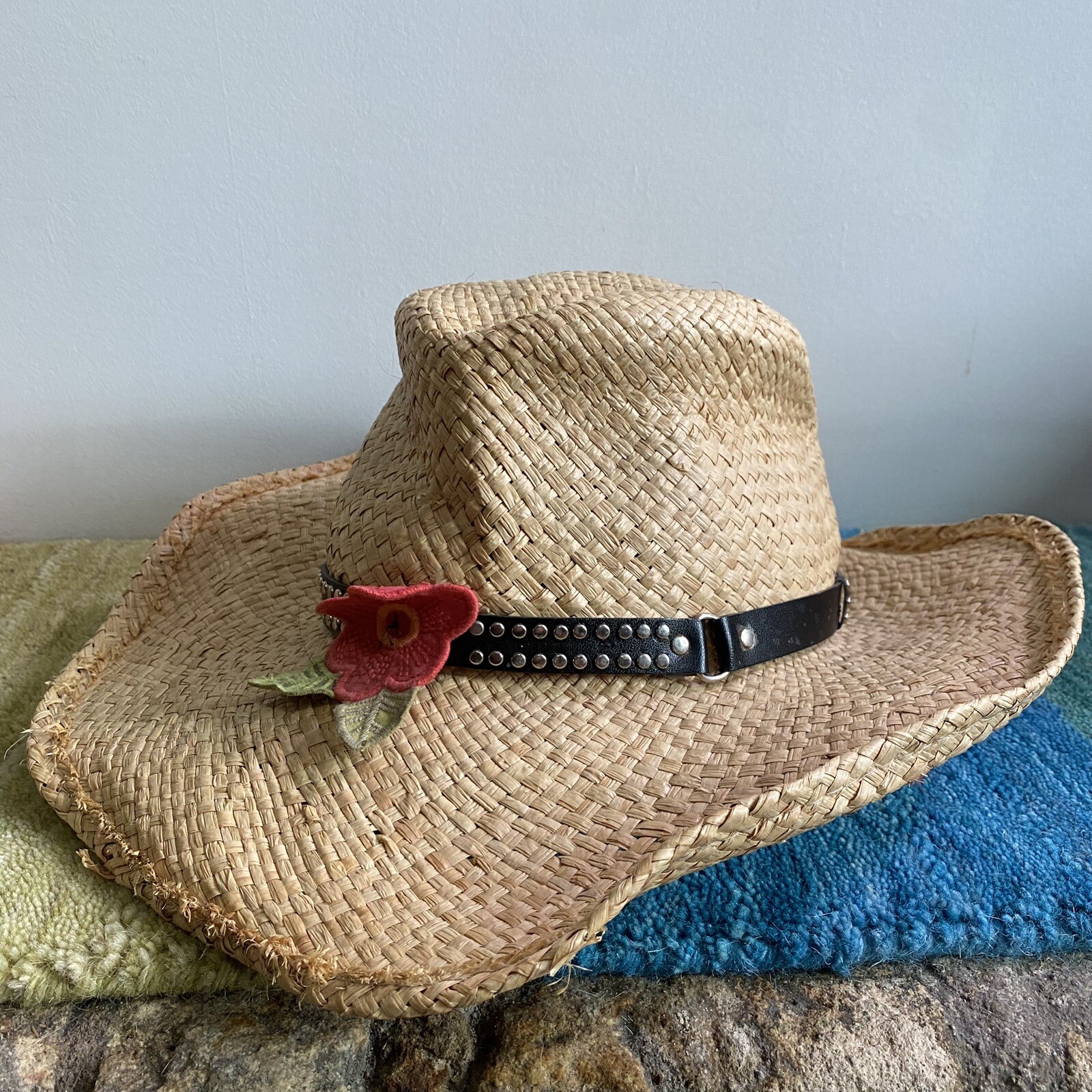 Harley Davidson Outback Wicker Straw Wire Brim Floral… - Gem