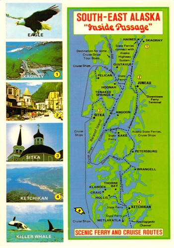 Alaska Inside Passage-Scenic Ferry & Cruise Routes Multiview Map ...