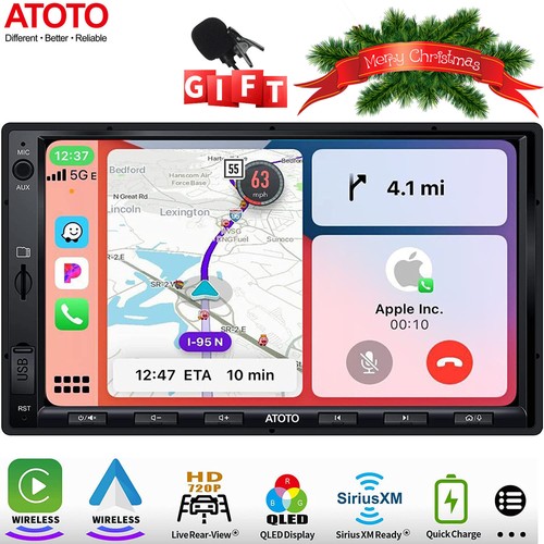 ATOTO 7IN Double Din Car Stereo SiriusXM GPS Radio Wireless Android ...