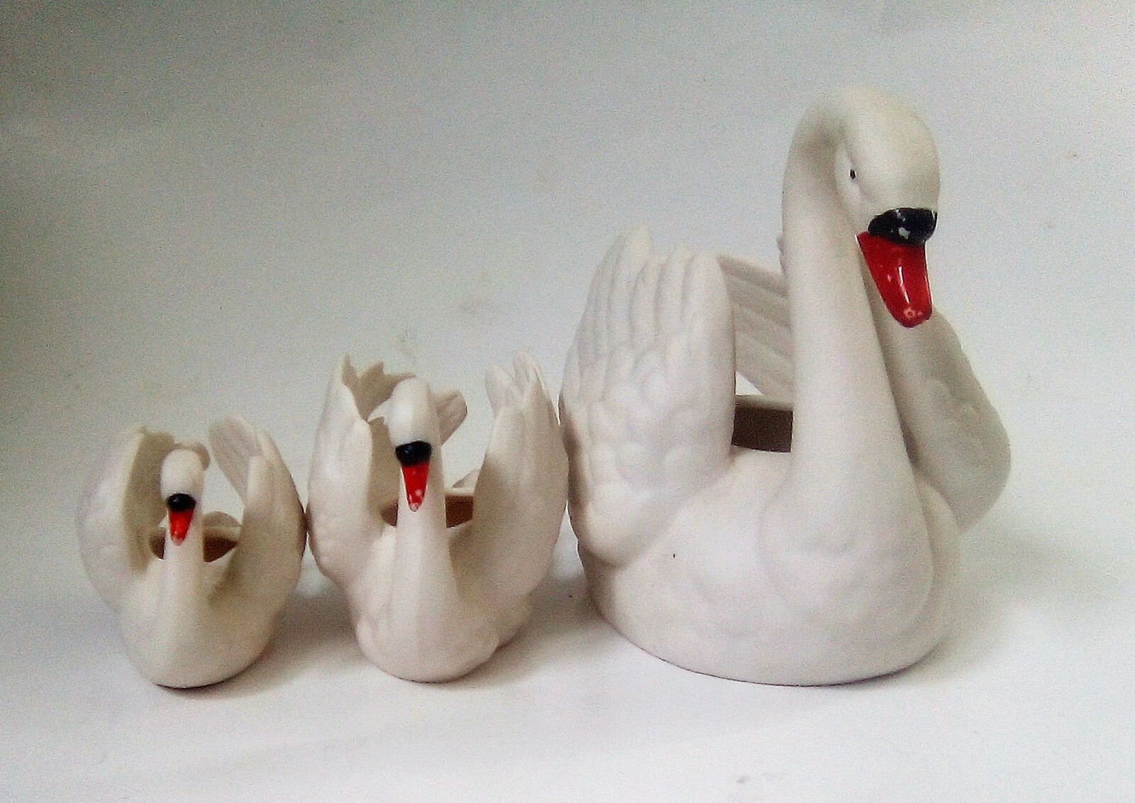 Set Of 3 Goebel ZV 103 West Germany White Bisque Porcelain Swans 0, I ...
