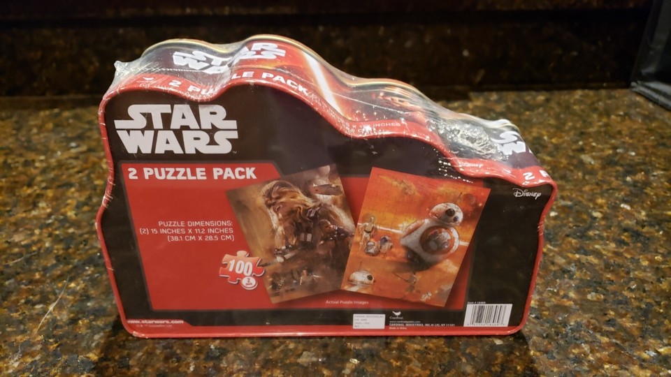 Star Wars 2 Pack Puzzle BB8 & Chewbacca 100 Pieces Collectors Metal Tin ...