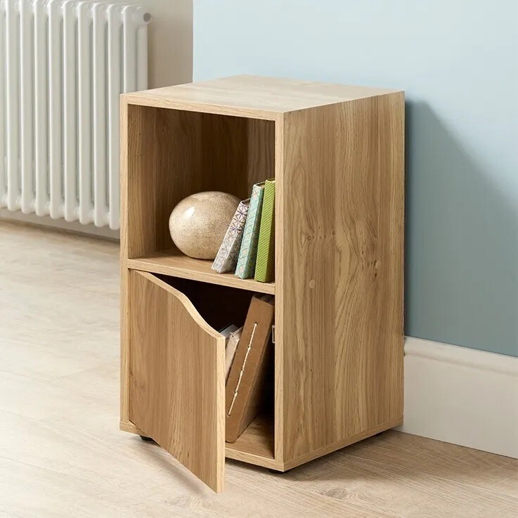 2 Cubes Wooden Small Cube Storage Unit Wooden Bookcase 1 Door Free ...