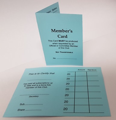 CLUB MEMBERS CARD SUBSCRIPTION CARDS CIU MEMBERSHIP 7 YEAR PACK OF 100 ...