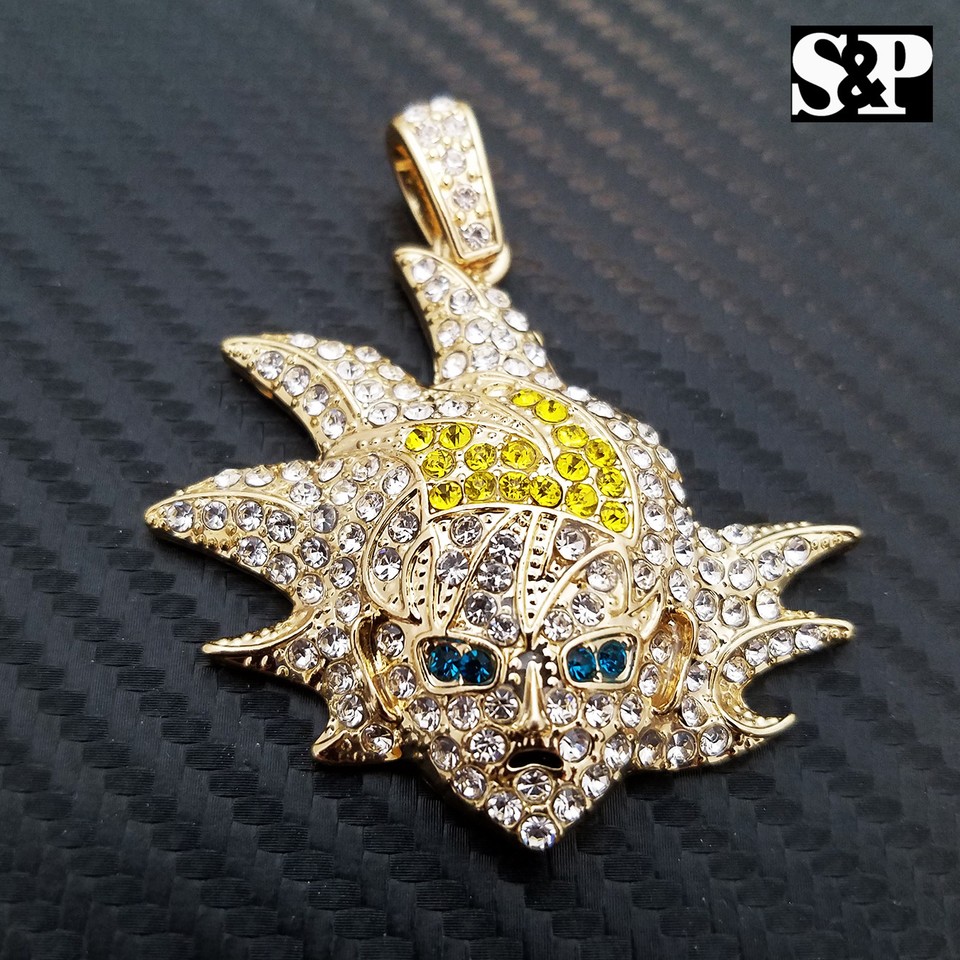 Hip Hop Iced SON GOKU pendant & 1 Row Cubic Zironia Tennis Choker Chain ...