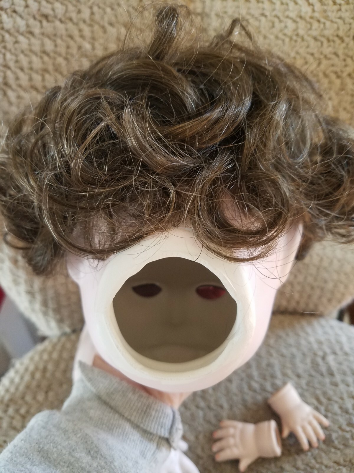 Vintage Weridcore Creepy Ceramic Doll Head With Body Parts & Wig ...