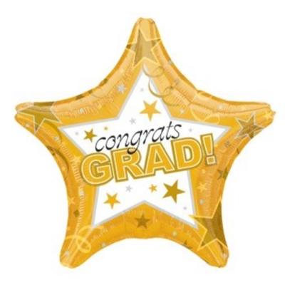 Graduation Gold Congrats Grad Star 19-Inch Foil Balloon Gold Grad ...