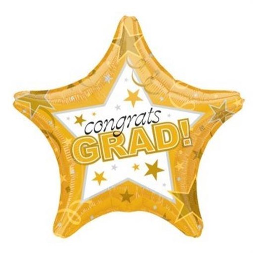Graduation Gold Congrats Grad Star 19-Inch Foil Balloon Gold Grad ...
