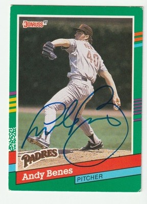 Andy Benes Signed 1991 Donruss Card #627 Auto San Diego Padres ...
