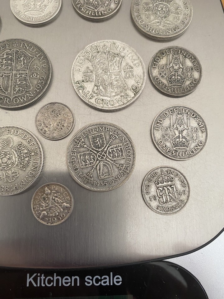 Job Lot Of Pre 1947 Silver .500 UK Coins Weighing 100 Grams Scrap Or ...