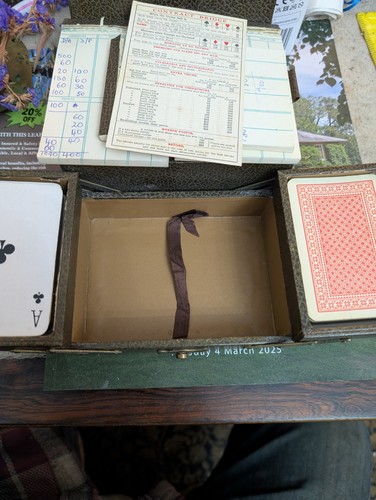 Leather Cased Card Game Set With Two Packs Of Cards 3 Bridge Pads ...