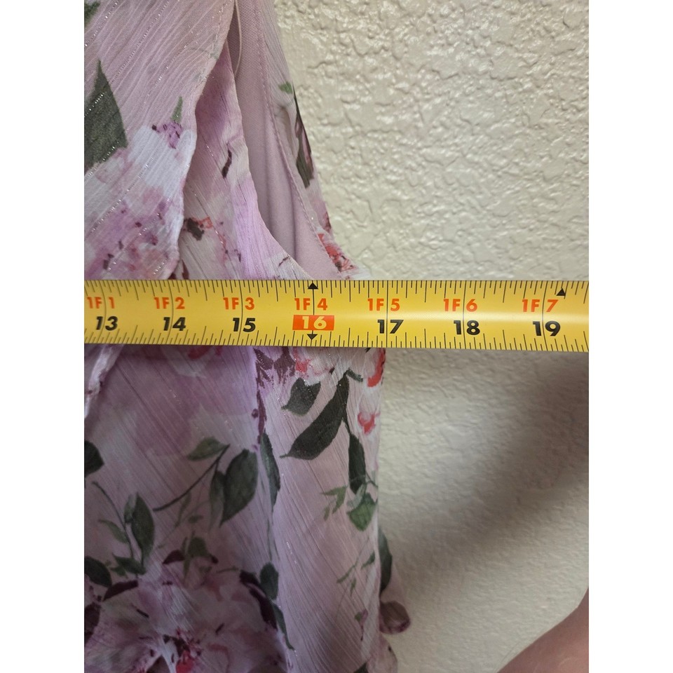 SLNY Women's Pink Floral Ruffle Tiered Sleeveless Dress Size 14 | eBay