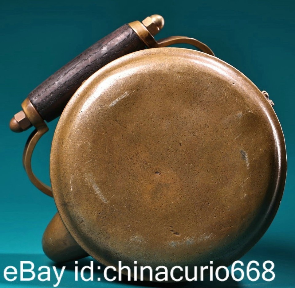 6.8" Old China Copper Gems Carving Dynasty Palace Five Bull Oxen Teapot ...