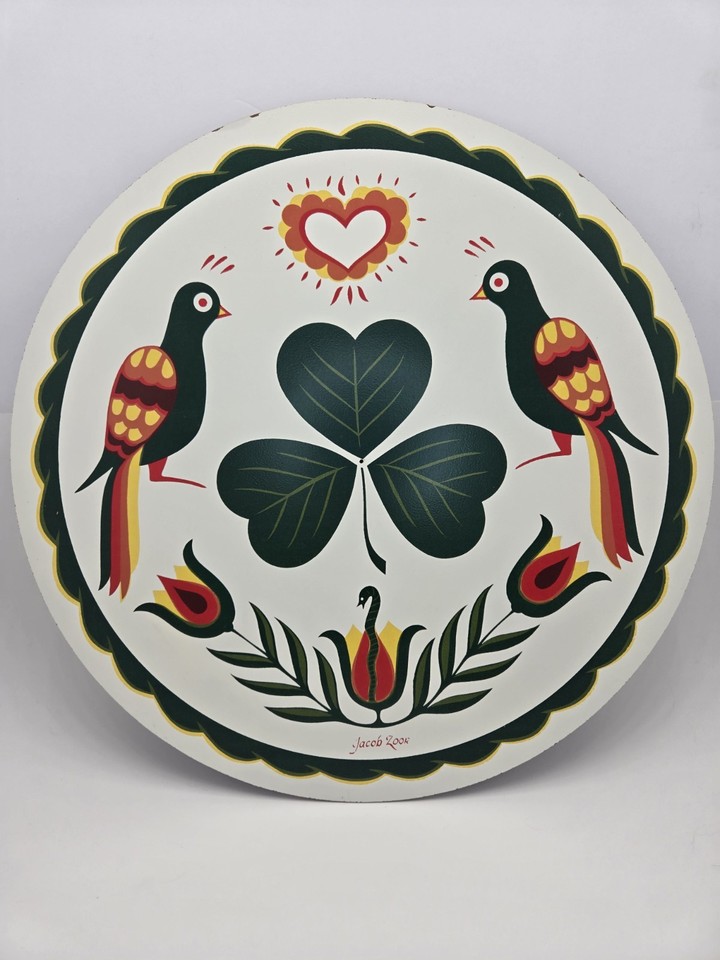 Vintage Pennsylvania German Jacob Zook Irish Hex Sign 15.5” Round Wall ...
