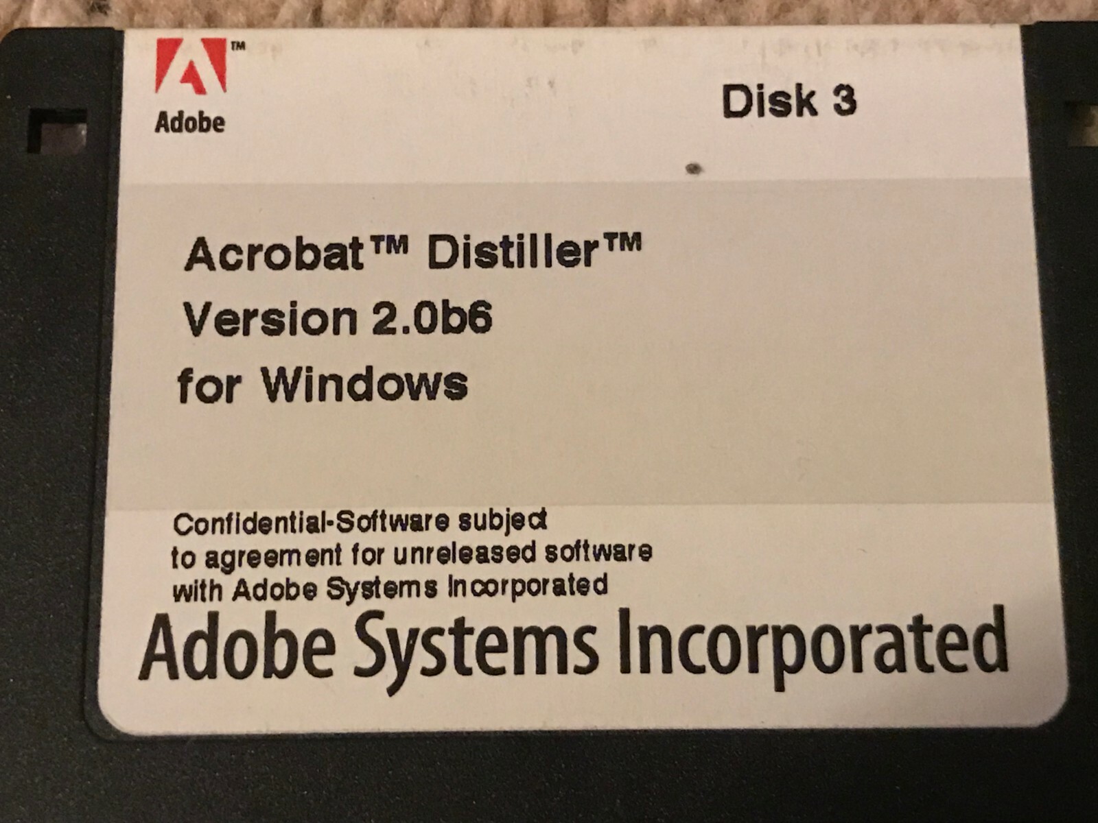 ADOBE DISTILLER VERSION 2.0B6 FOR WINDOWS DISK 3 SOFTWARE 3 1/2 ...
