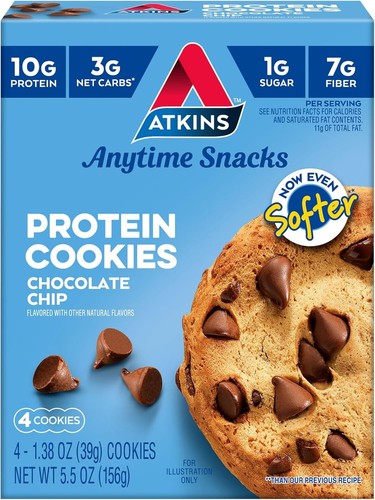 Atkins Chocolate Chip Protein Cookie, Protein Dessert, Rich in Fiber ...
