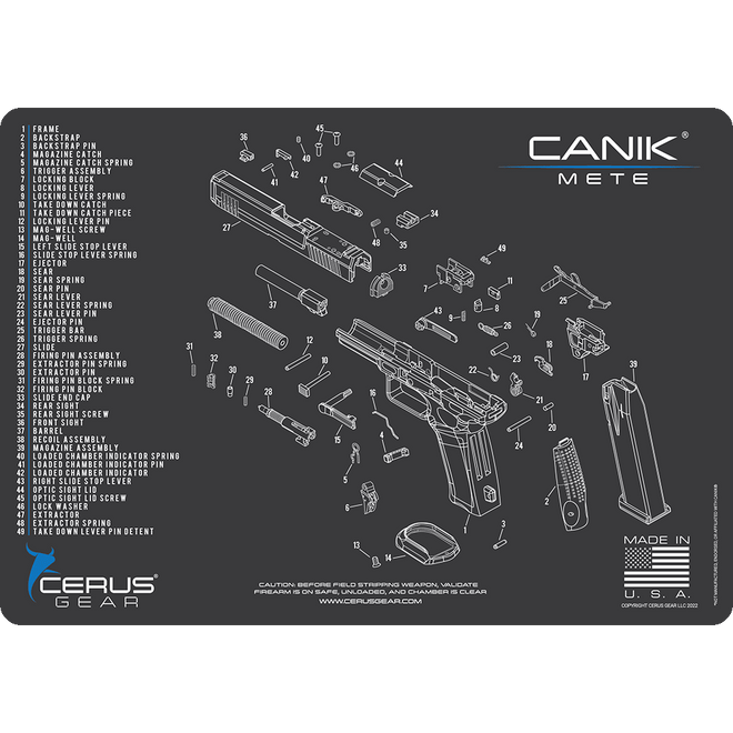 For CANIK® METE SCHEMATIC Handgun Gun Cleaning Mat Cerus Gear | eBay