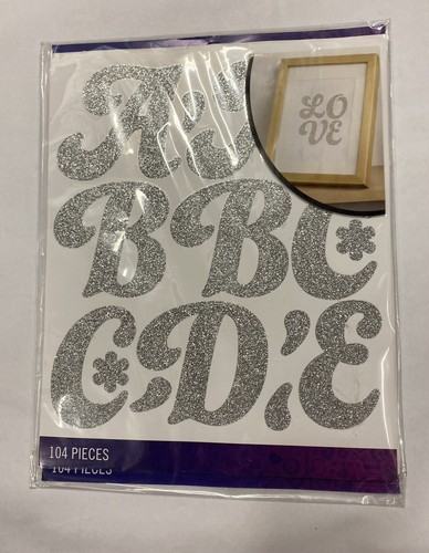 3”SILVER GLITTER Alphabet Stickers In FUNKYDORY BOLD By Sticko 104 Pcs ...