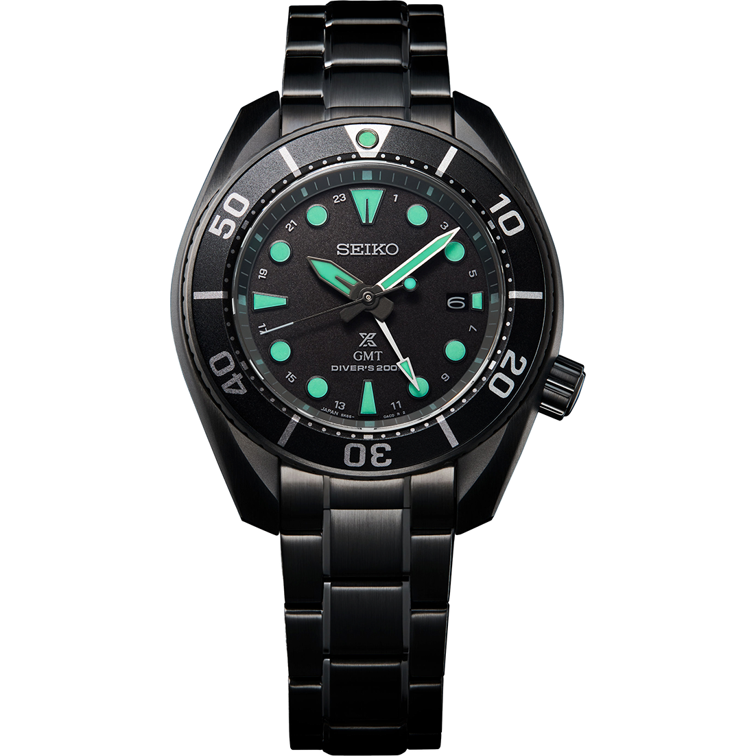 SEIKO PROSPEX SBPK007 The Black Series Night Vision GMT Solar Watch ...