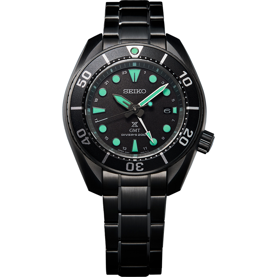 SEIKO PROSPEX SBPK007 The Black Series Night Vision GMT Solar Watch ...