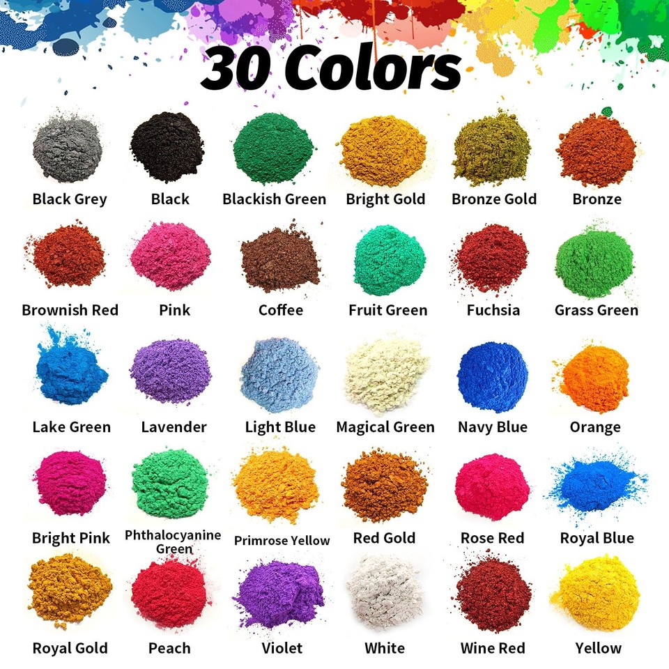30 Colors Mica Powder Natural Pigment Powder for Epoxy Resin Lip Gloss ...