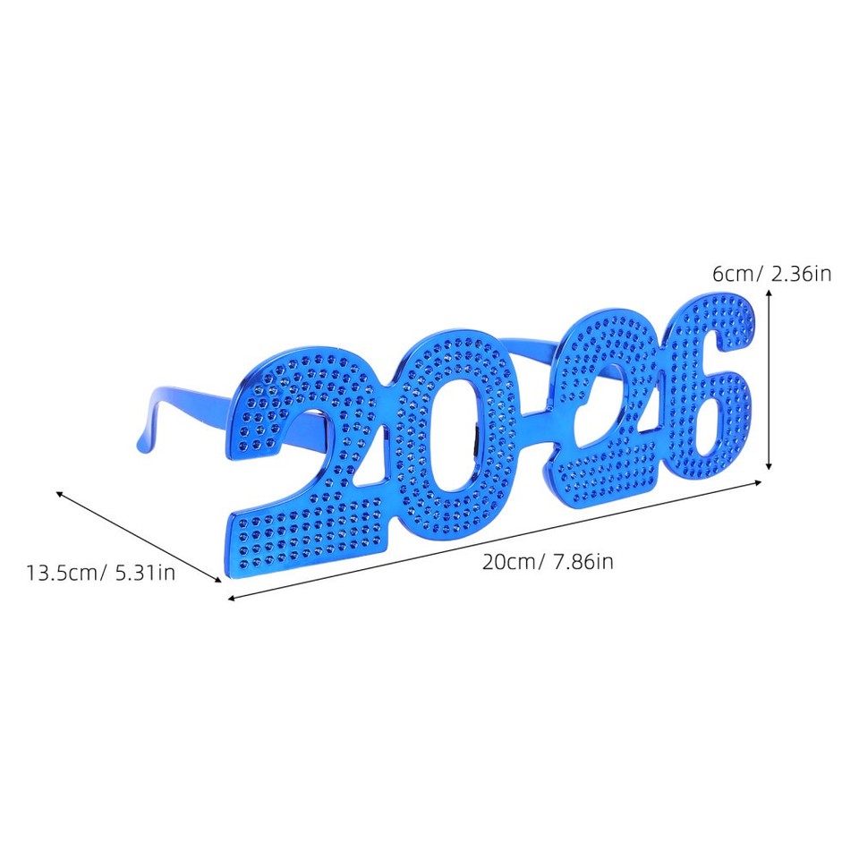 4 Pcs Graduation Glasses Glitter Number Eyeglasses New Year Party ...