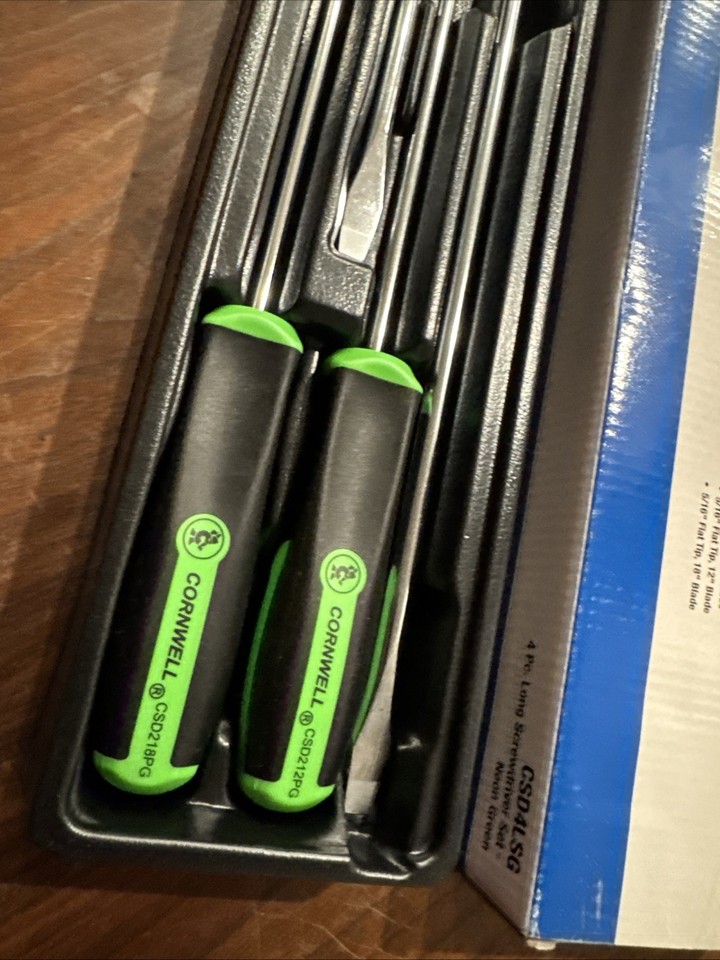 Cornwell 4 Piece Long Screwdriver Set Neon Green Handle | eBay