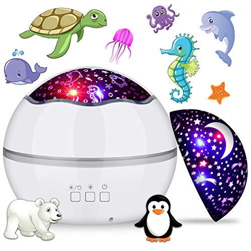 360° Rotating Night Light Star Projector for Kids Room 2 in 1 Starry ...