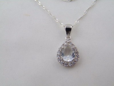 STAUER CLEAR DIAMONDAURA PENDANT NECKLACE 2.3 TCW .925 STERLING SILVER ...