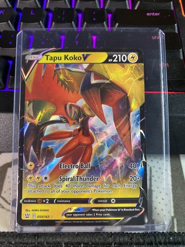 Pokemon Card TAPU KOKO V Full Art Ultra Rare Holo 50/163 Battle Styles ...
