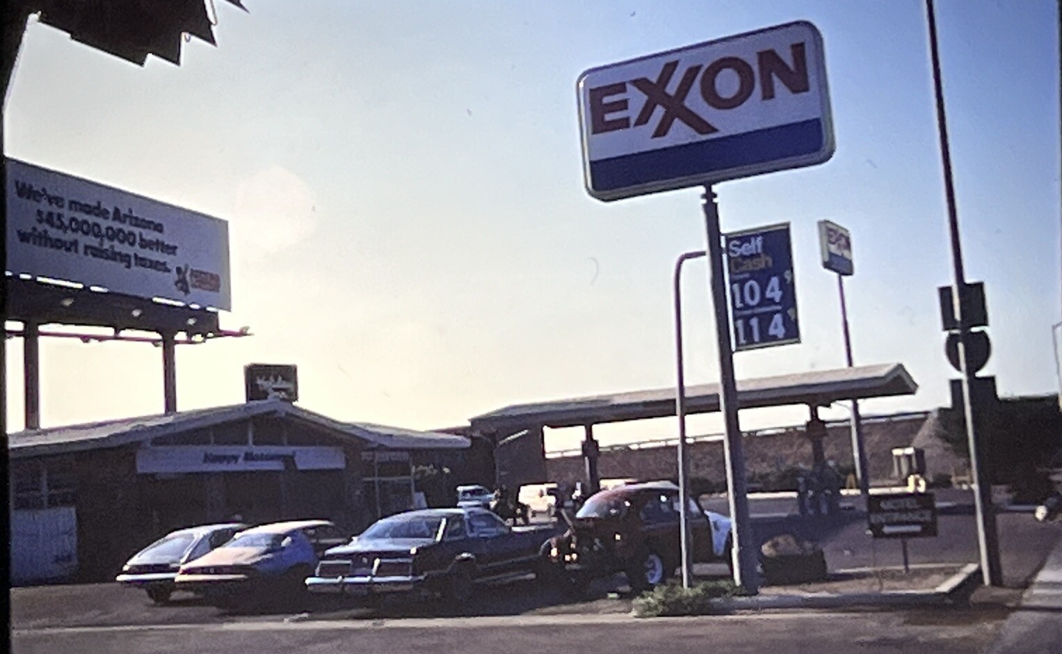 Vintage 35mm Slide Photo Exxon Gas Station Sign Old Cars 1983 | eBay