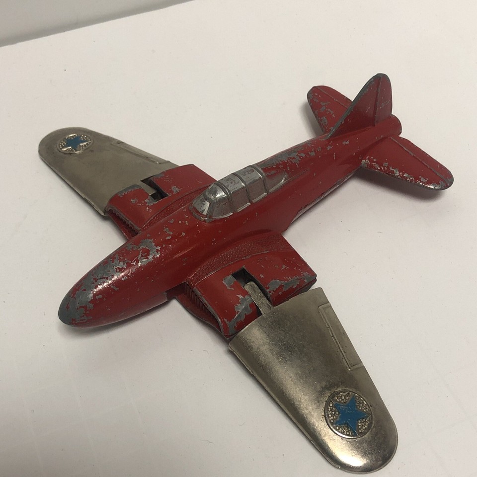 Vintage Hubley Kiddie Toy Red Military Airplane Model 430 Flapping ...