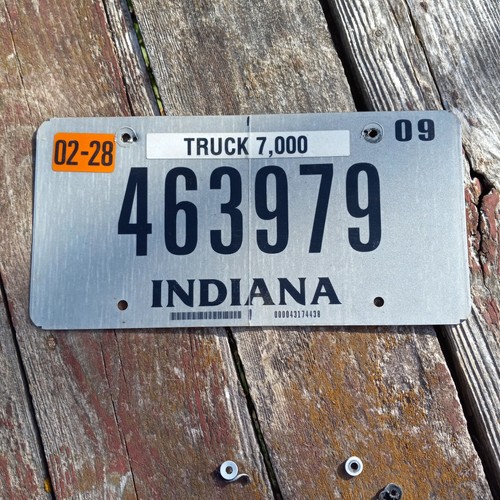 2009 Indiana TRUCK 7,000 License Plate - "463979" 02-28 Sticker INDIANA ...