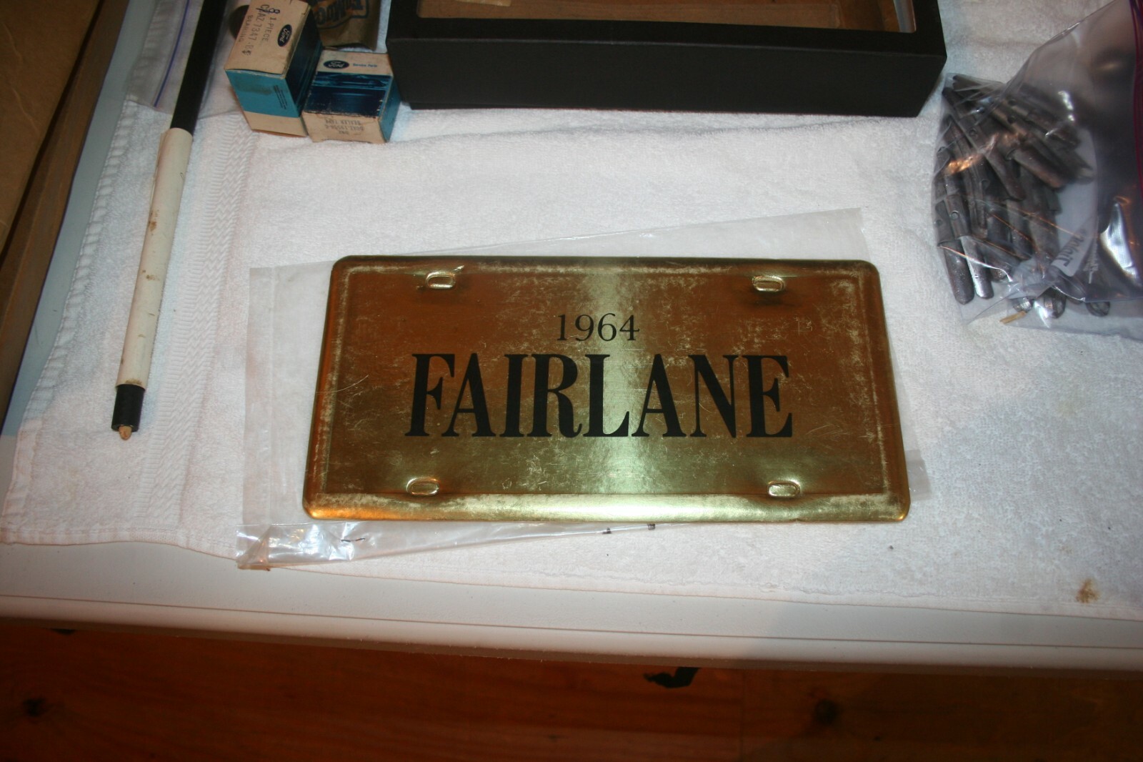 NOS 1964 Falcon/Fairlane promotional Ford dealer License plate Gold ...