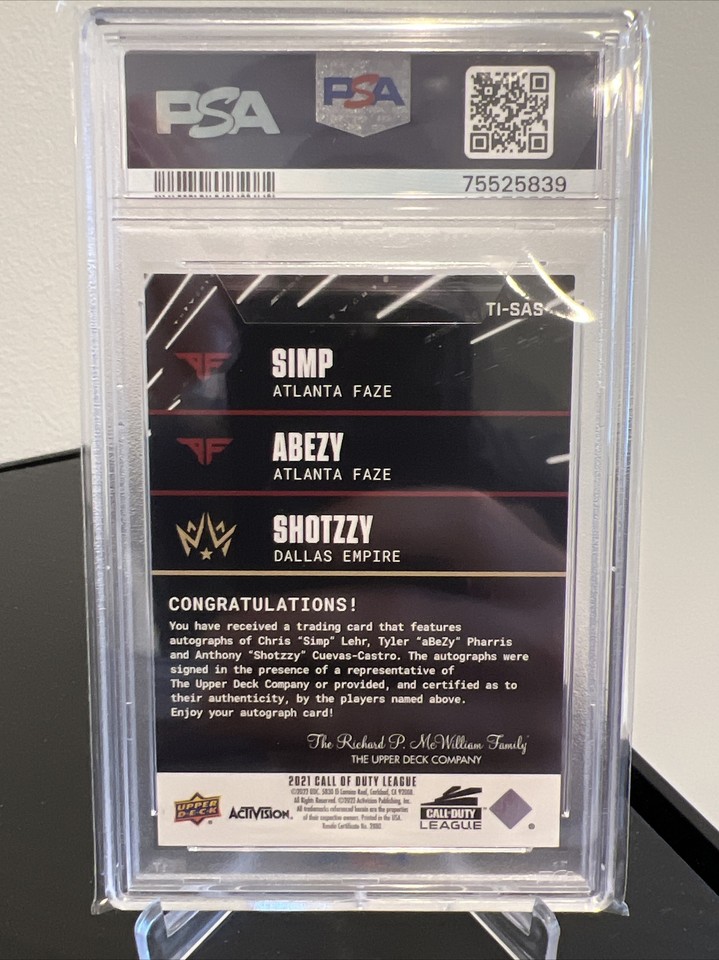 2021 Upper Deck CDL - SIMP/ABEZY/SHOTZZY - TRIO INK PSA 9! FAZE! OPTIC ...