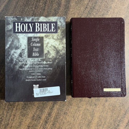 NIV 1984 Single Column Bible - Burgundy Bonded Leather - OOP 84 | eBay