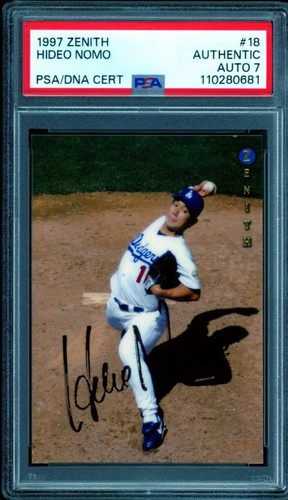 Hideo Nomo Card 1997 Zenith Authentic Autograph #18 PSA/DNA 7 ...