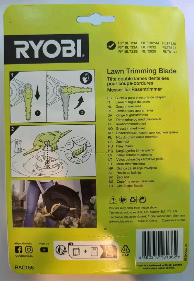Ryobi RAC155 Heavy Duty Blade & Disc strimmer + SPARE blades - trimmer ...