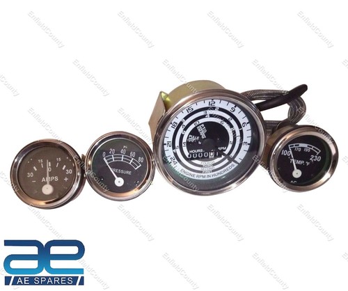 For Ford Tractor 8N 9N 2N Tachometer Temp Oil Amp Gauge Chrome bezels ...