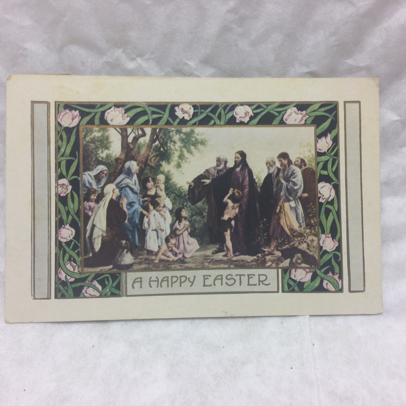 Vintage Postcard Embossed A Happy Easter Greeting Jesus w/ Disciples ...