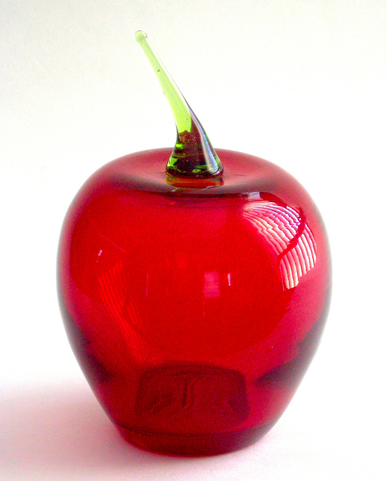 VIKING glass HTF ruby red APPLE FRUIT paperweight 7295 hand made U.S.A ...