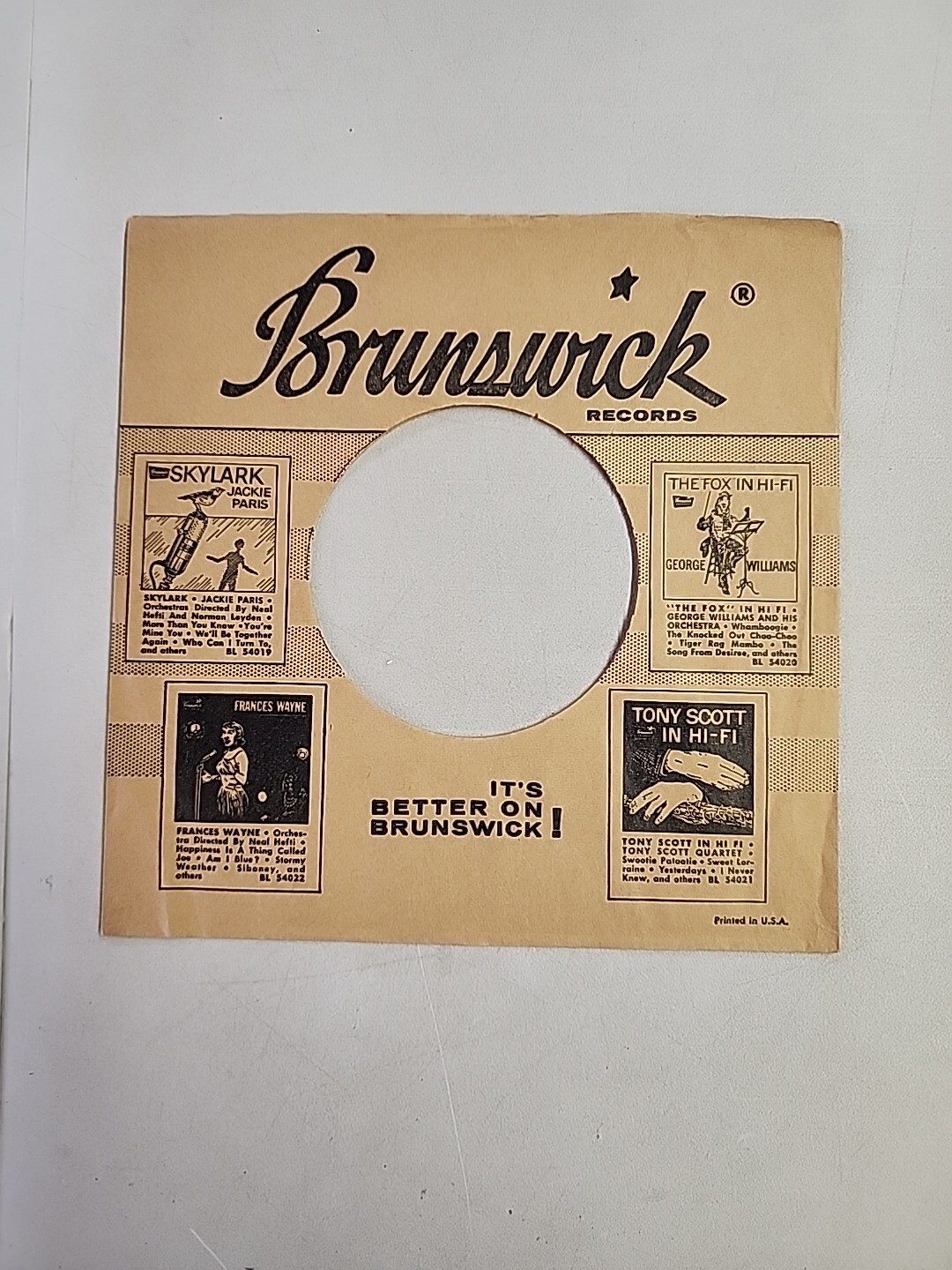 45 RPM 7" RECORD SLEEVES CO. SLEEVE 1 PACK SEE PHOTOS - Brunswick ...