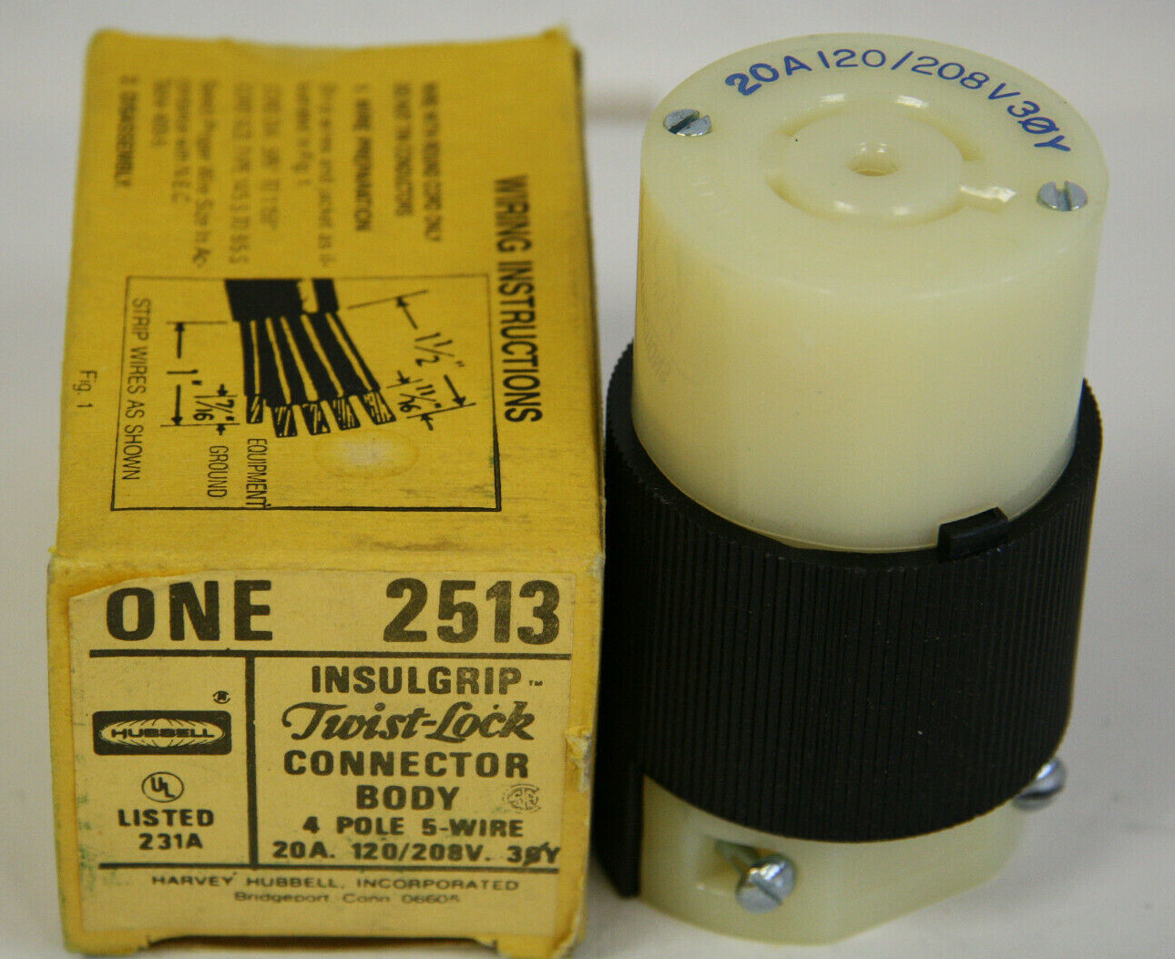 Hubbell L21-20R 120/208V 20A Locking Connector - Black/White (HBL2513 ...